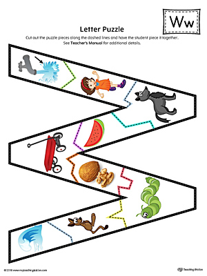 Letter W Puzzle Printable (Color) | MyTeachingStation.com
