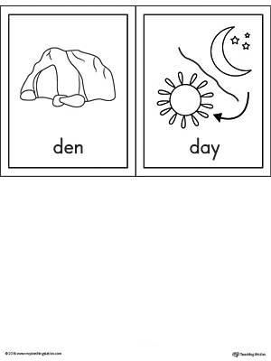 Letter D Words and Pictures Printable Cards: Den, Day ...