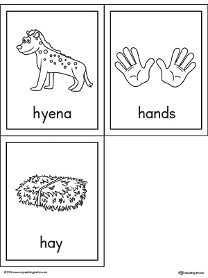 Letter H Words and Pictures Printable Cards: Hyena, Hands, Hay ...