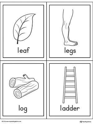 Letter L Words and Pictures Printable Cards: Leaf, Legs, Log, Ladder ...
