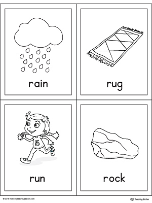 Letter R Words and Pictures Printable Cards: Rag, Rainbow, Road, Rocket ...