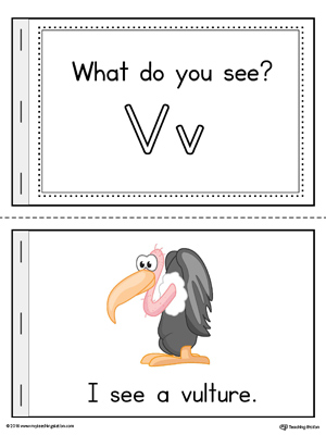 Letter V Words Printable Mini Book (Color) | MyTeachingStation.com