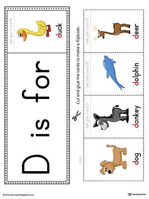 Letter D Beginning Sound Flipbook Printable (Color) | MyTeachingStation.com