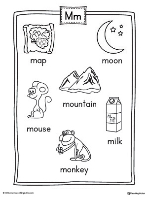 Letter M Word List with Illustrations Printable Poster ...