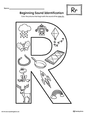 Letter R Beginning Sound Color Pictures Worksheet | MyTeachingStation.com