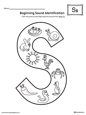 Letter S Beginning Sound Color Pictures Worksheet | MyTeachingStation.com