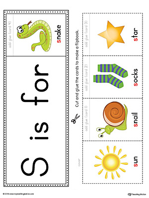 Letter S Beginning Sound Flipbook Printable (Color) | MyTeachingStation.com