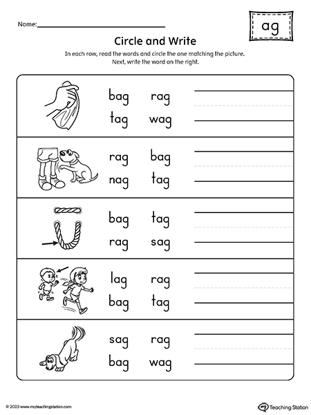 AG Word Family Match Word To Picture Worksheet MyTeachingStation AG Word Family Match Word To Picture Worksheet MyTeachingStation