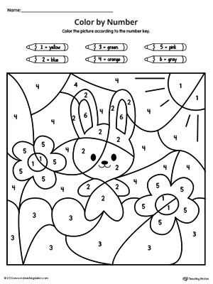 *FREE* Color by Number Bunny and Flowers | MyTeachingStation.com
